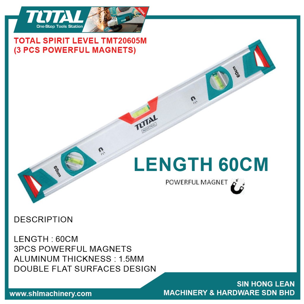 Total Spirit Level TMT20605M (3 pcs Powerful Magnets) | Shopee Malaysia