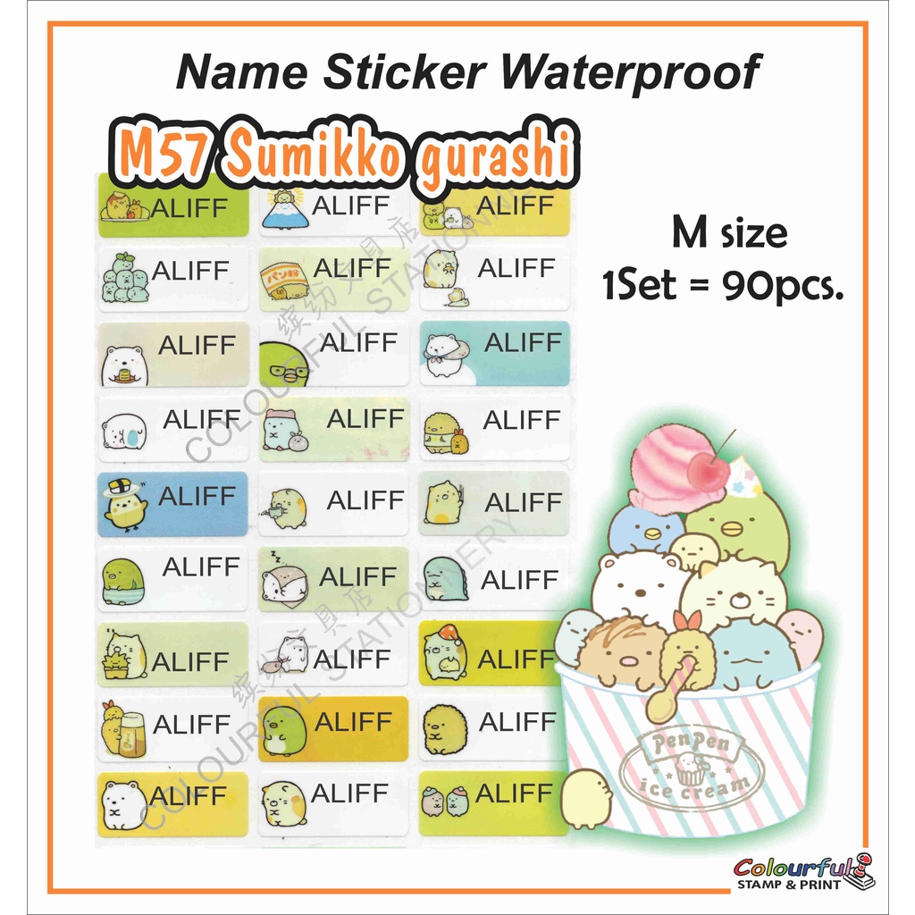 Name Sticker Sumikko Gurashi Waterproof Ready Stock Shopee Malaysia