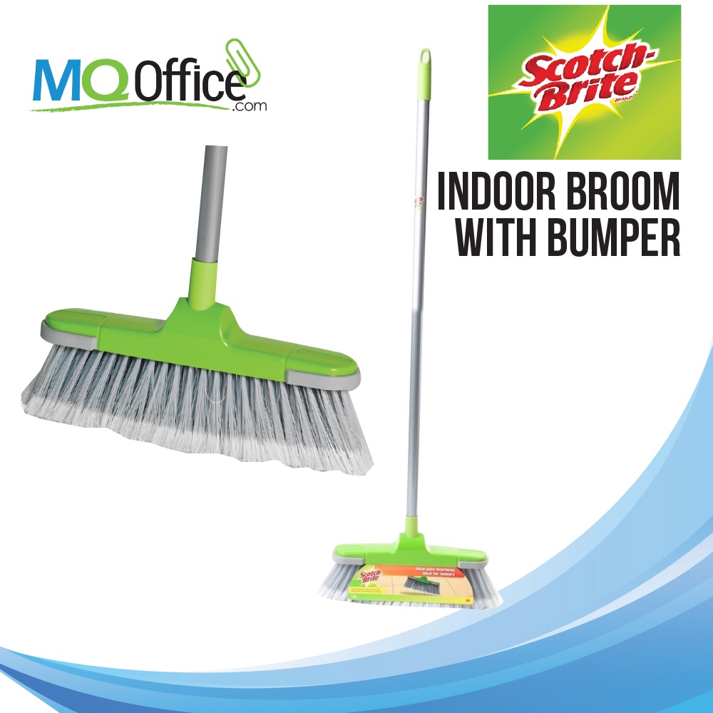 3M Scotch-Brite Indoor Broom With Bumpers - Long Handle Indoor Multi ...