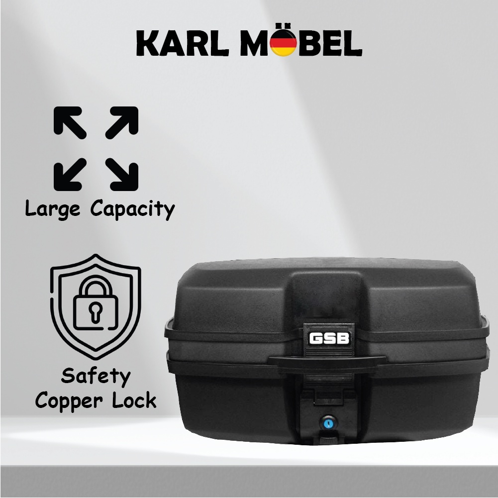 Box Motor GSB Motorcycle Givi Top helmet Box Trunk 47L Motorsikal Kotak ...