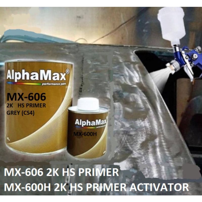 Alphamax MX-606 2K HS Grey/Black/White Primer 4:1 1Liter & Activator ...