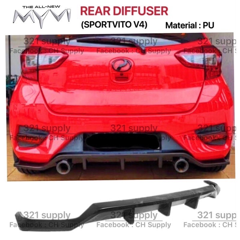 MYVI NEW 17 18 19 G3 REAR SKIRT SKIRTING DIFFUSER PU LIP SPORTIVO V4 ...
