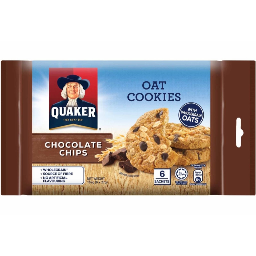 Quaker Choco Chips Oat Cookies (10 Sachets x 27g) 270g | Shopee Malaysia