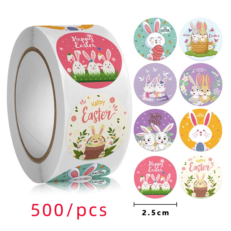 Easter Sticker 500/PCS Rabbit Egg Cartoon Gift Decoration Label Self ...