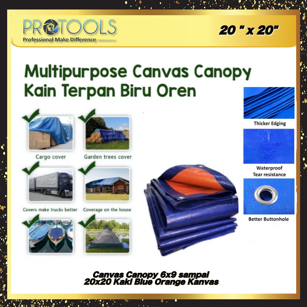 Canvas Canopy 6x9 - 20x20 Kaki Blue Orange Kanvas Khemah Kolam Tutup ...