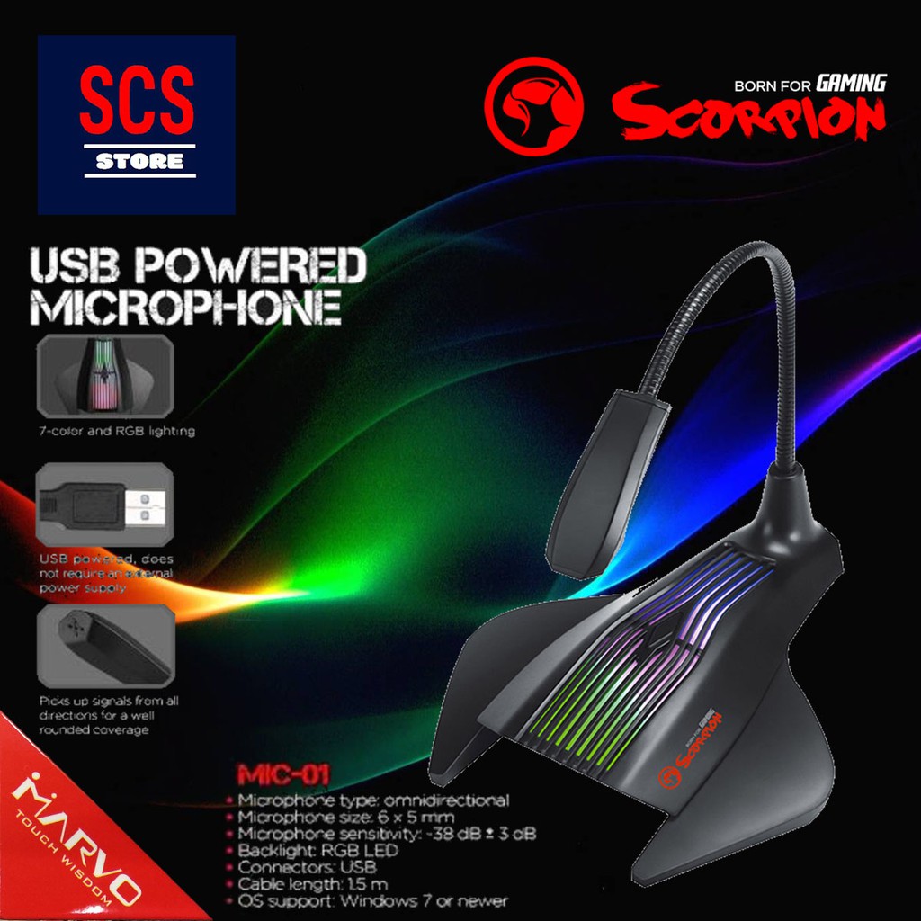 MARVO MIC-01 RGB USB POWERED GAMING MICROPHONE - MIC-01 | Shopee Malaysia