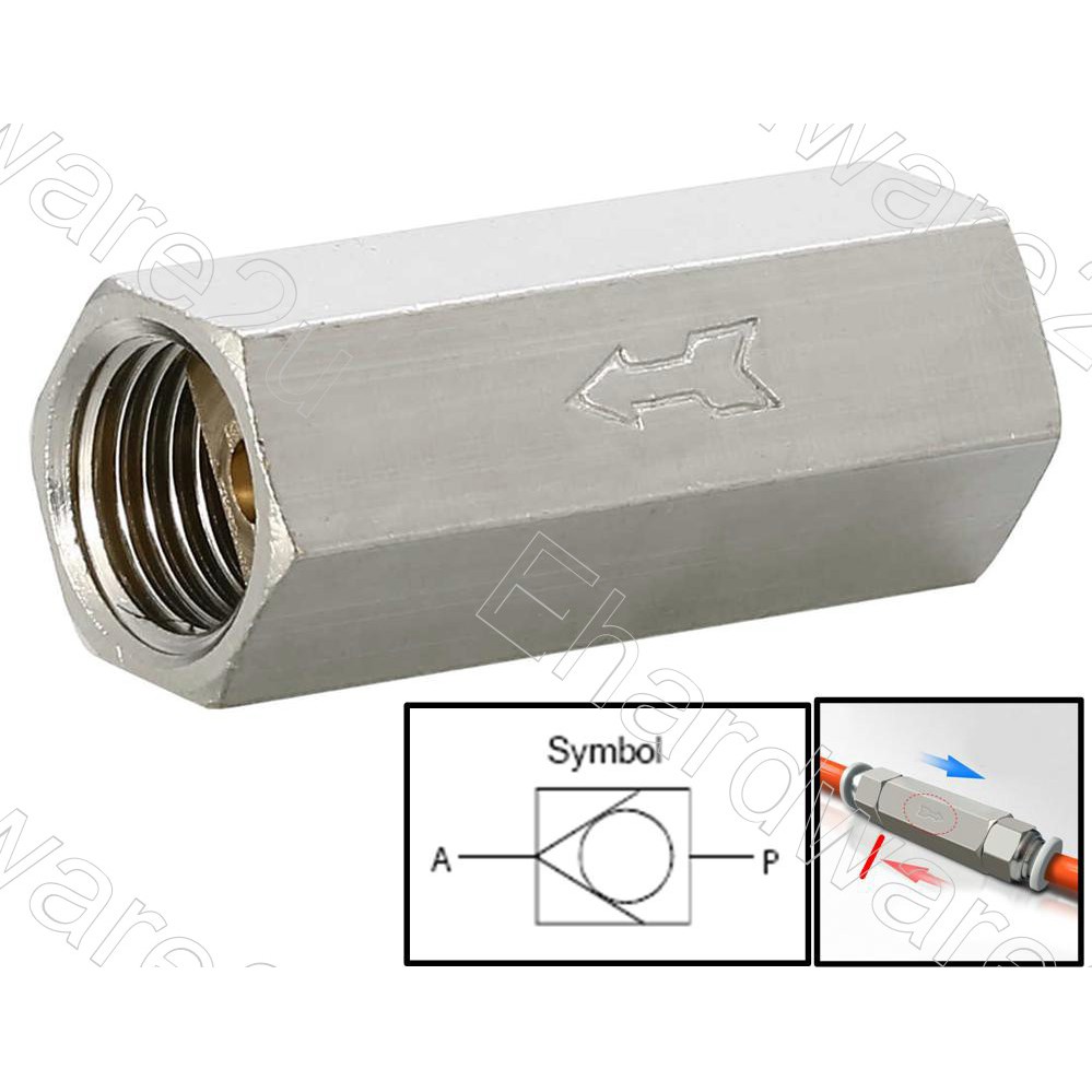 Compact Inline Pneumatic Brass Check Valve Non Return Valve (DCV ...