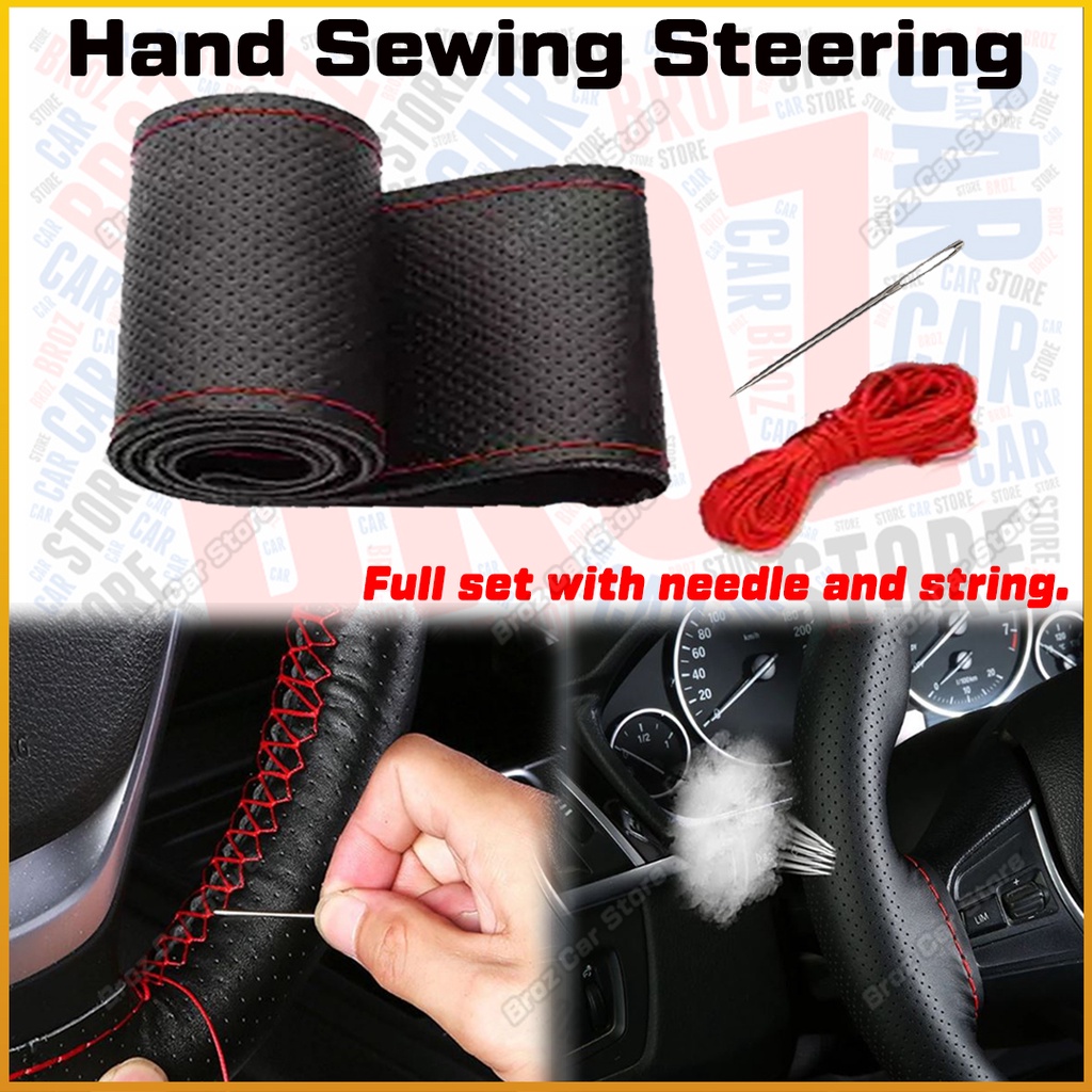 🚚 Universal PU Leather DIY Auto Car Hand Sewing Steering Cover Sleeve ...