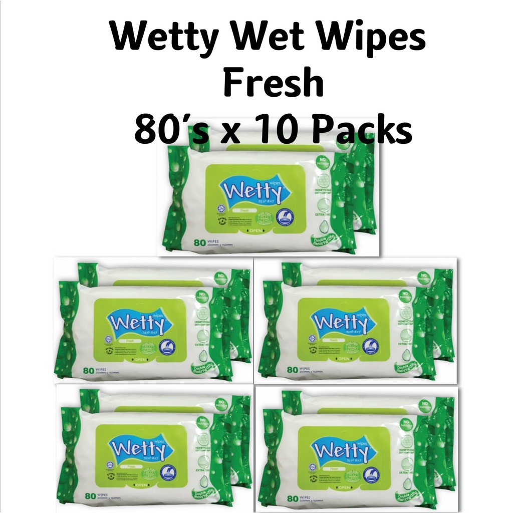 Wetty Wet Tissue Wet Wipes (10 Pack x 80's) | Shopee Malaysia