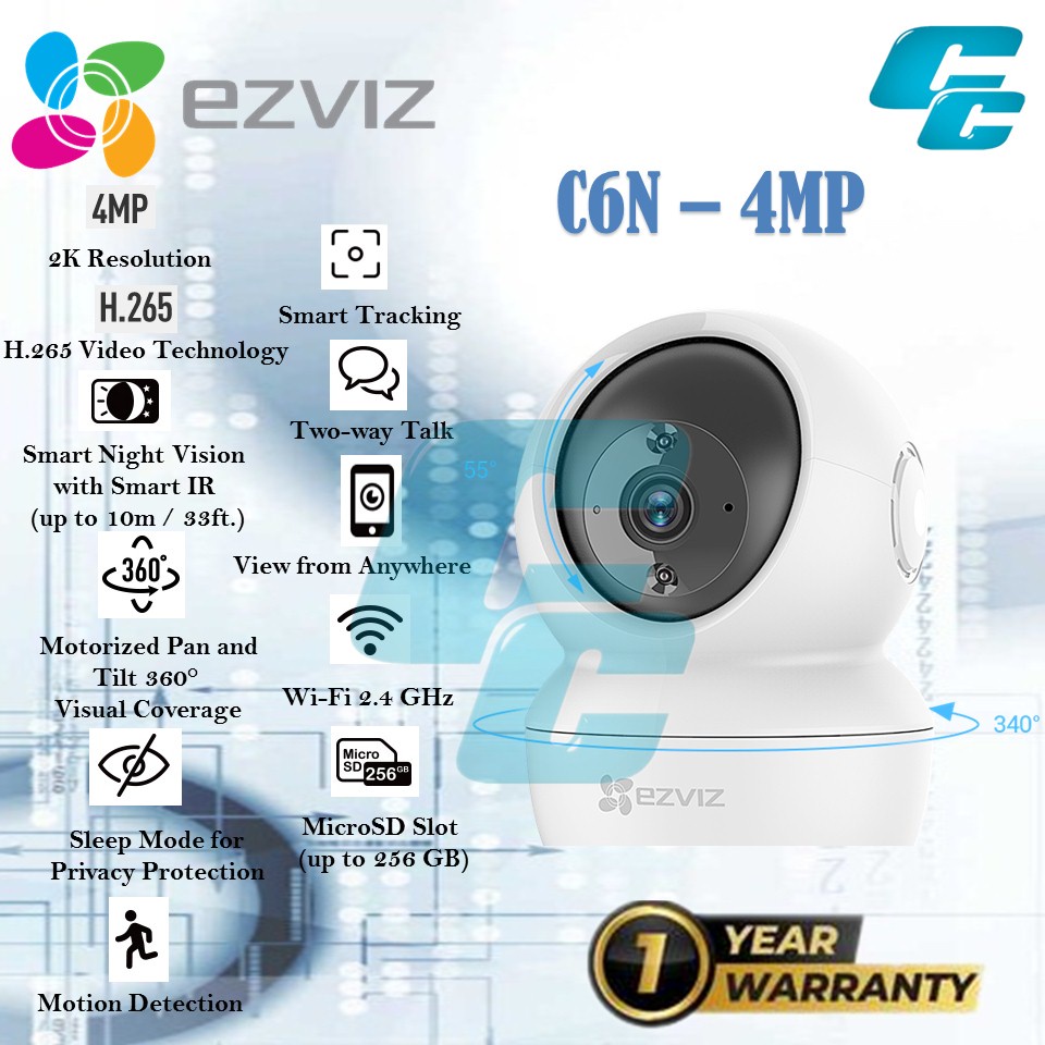 Ezviz C6CN C6N TY2 1080P 4MP 2K FULL HD Wifi Internet PT / IP Camera ...
