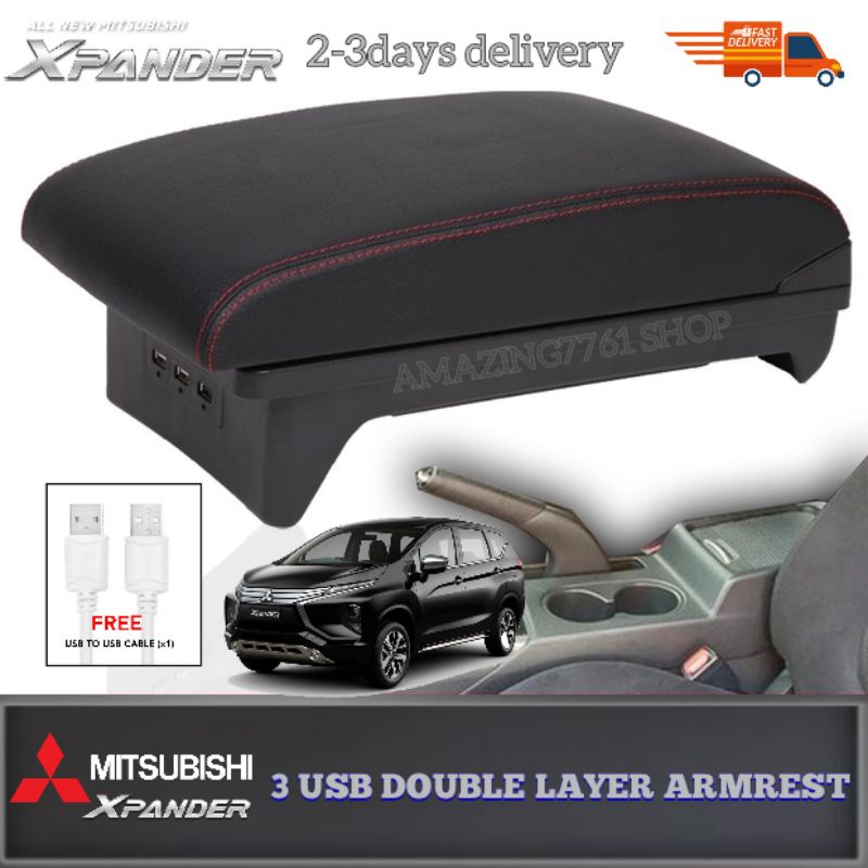 AMAZING MITSUBISHI XPANDER CAR ARM REST DOUBLE LAYERS WITH 3USB PORT ...