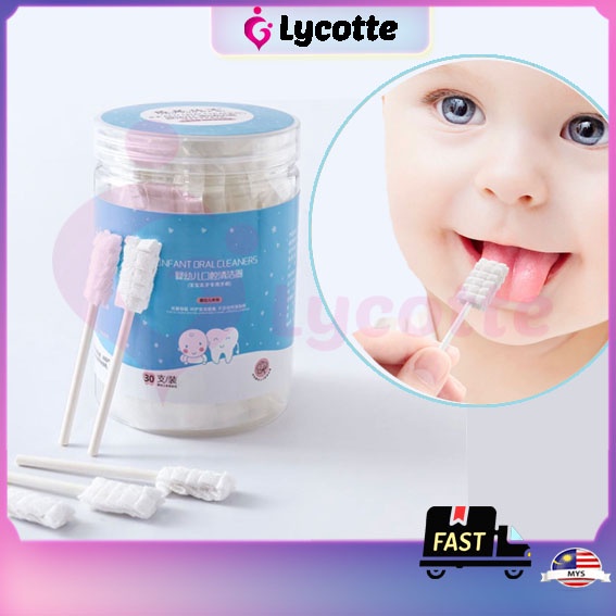 30 Sticks Baby Cotton Swab Mouth Tongue Cleaner Oral Cleaner Oral Stick ...