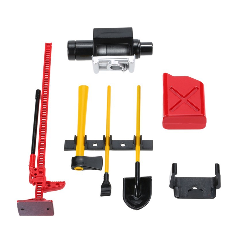 6pcs 1/10 Scale Garage parts Tools Hi-Lift Jack Winch Shovel Jerry Can ...