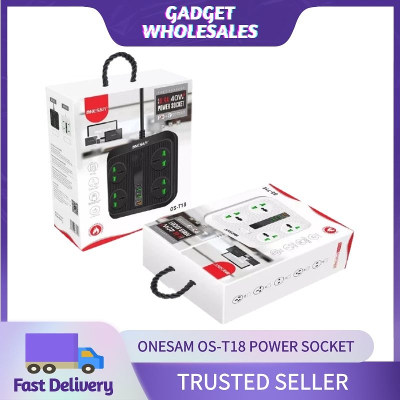 OneSam OS-T18 Auto-ID 8.4A with 40W PD Quick Charge + USB Charger UK 3 ...