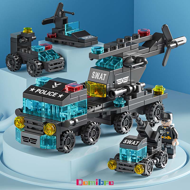 City SWAT Building Blocks DIY Police Car Fire Truck Minifigure Model ...