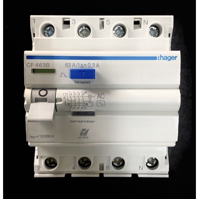 Maxguard / Hager (CF 463B) - 63A / 0.3A 4 Pole Circuit Breaker - ELCB ...