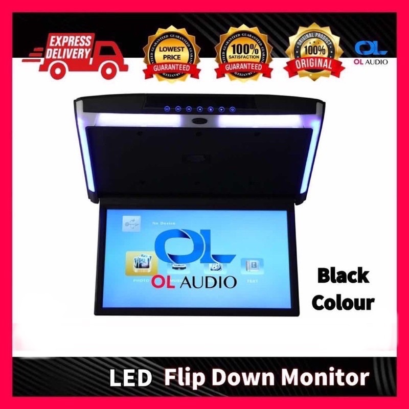【Ready Stock】12” inch ultra Slim Rooftop monitor HD digital TV MP5 flip ...