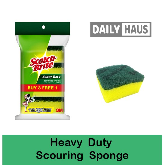 3M Scotch Brite Heavy Duty Scouring Sponge (4pcs/pack) | Shopee Malaysia