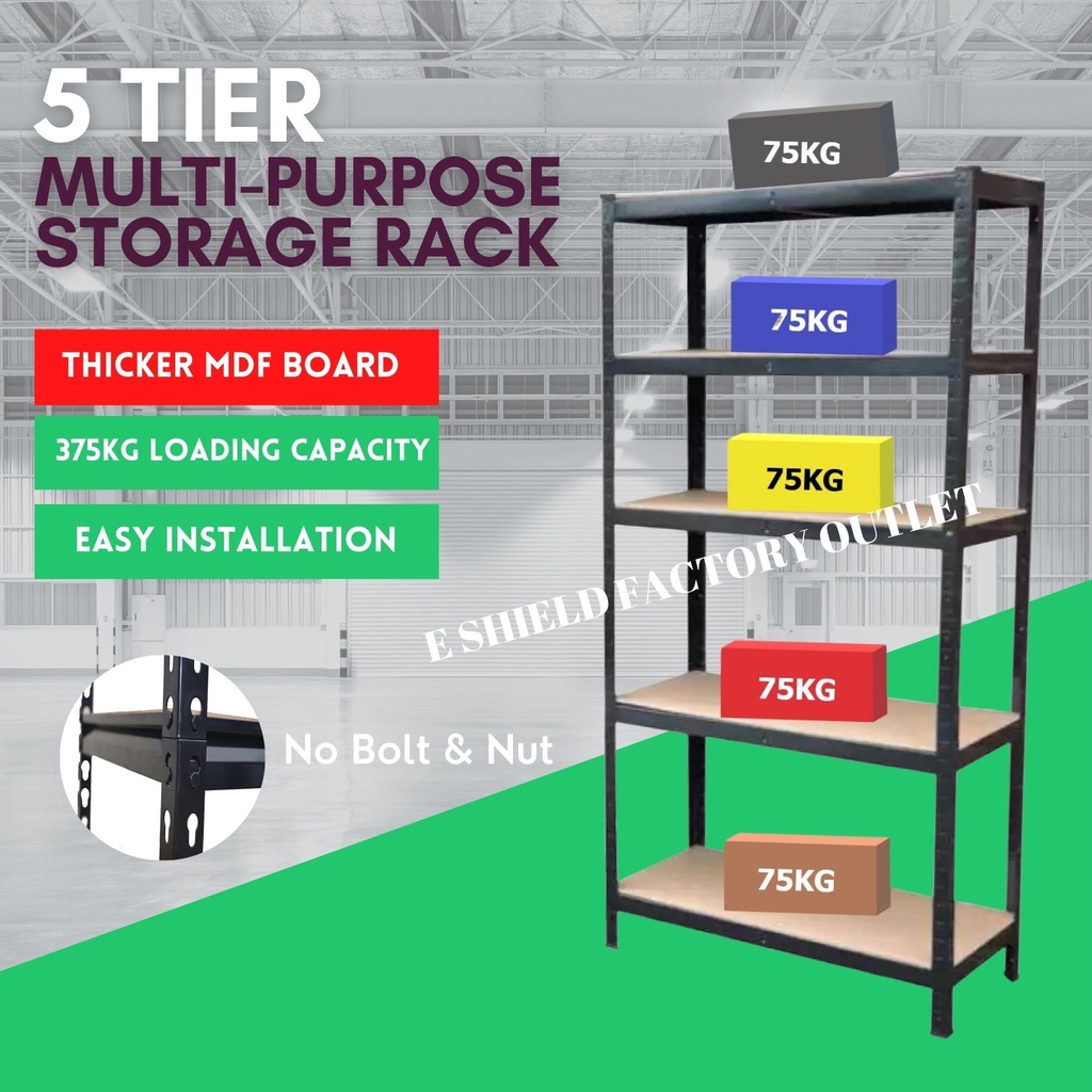 5 Tier Multipurpose Heavy Duty Metal Rack and Shelf (Loading Weight ...
