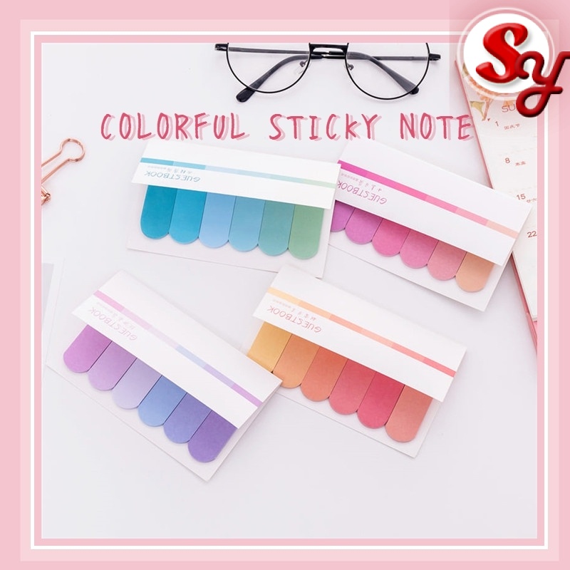 (Gradient Color) 120 Sheets Sticky Notes Colorful Korean Style Memo Pad ...