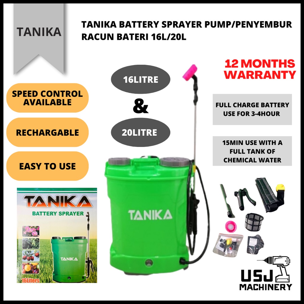 TANIKA Battery Sprayer Pump/Penyembur Racun Bateri 16L/20L | 6 Months ...