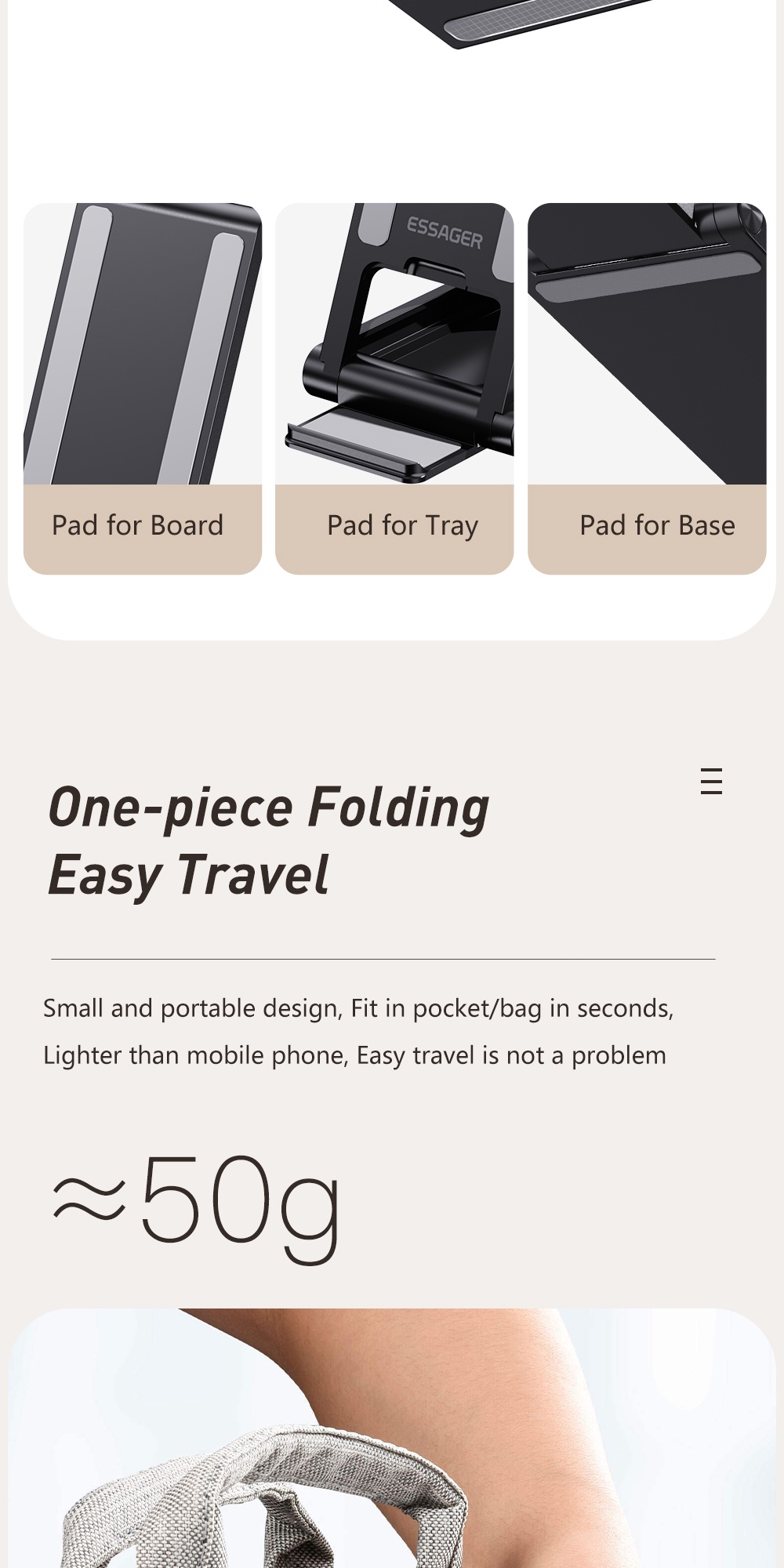 Essager Foldable Desktop Stand Triple Protection Multi-Gear Adjustment ...