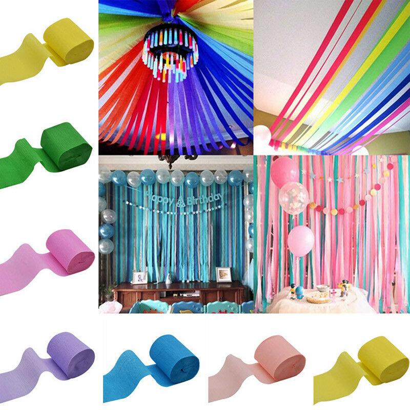 9M Crepe Paper Streamer Roll Wedding Birthday Party Supplies Children ...