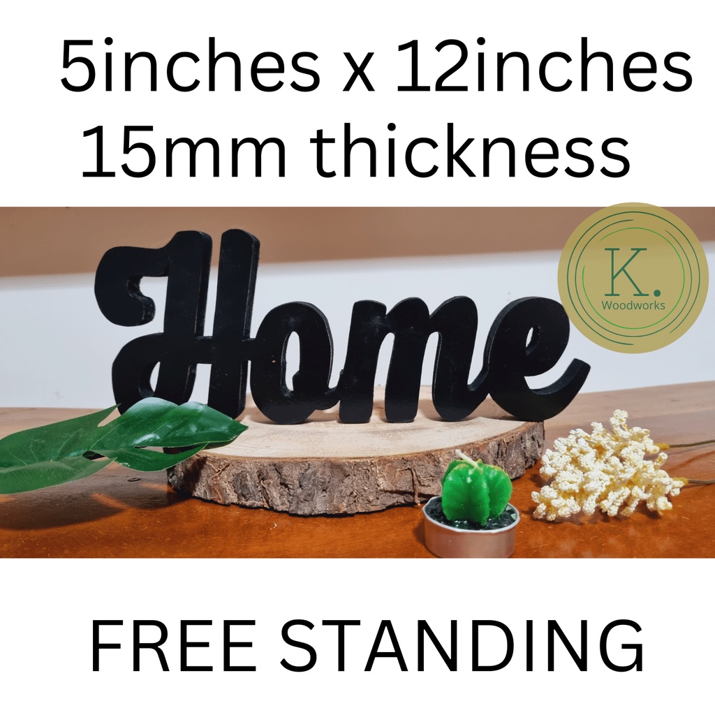 HOME WOODEN SIGNAGE STANDALONE WOOD DISPLAY FREE STANDING HOME WORD ...