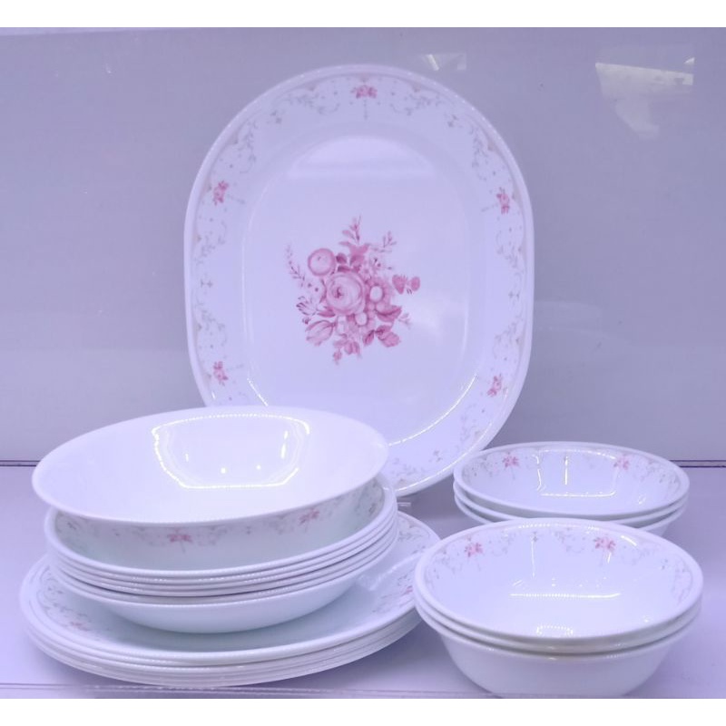 CORELLE DINNER SET 20PCS BLOOMING PINK | Shopee Malaysia
