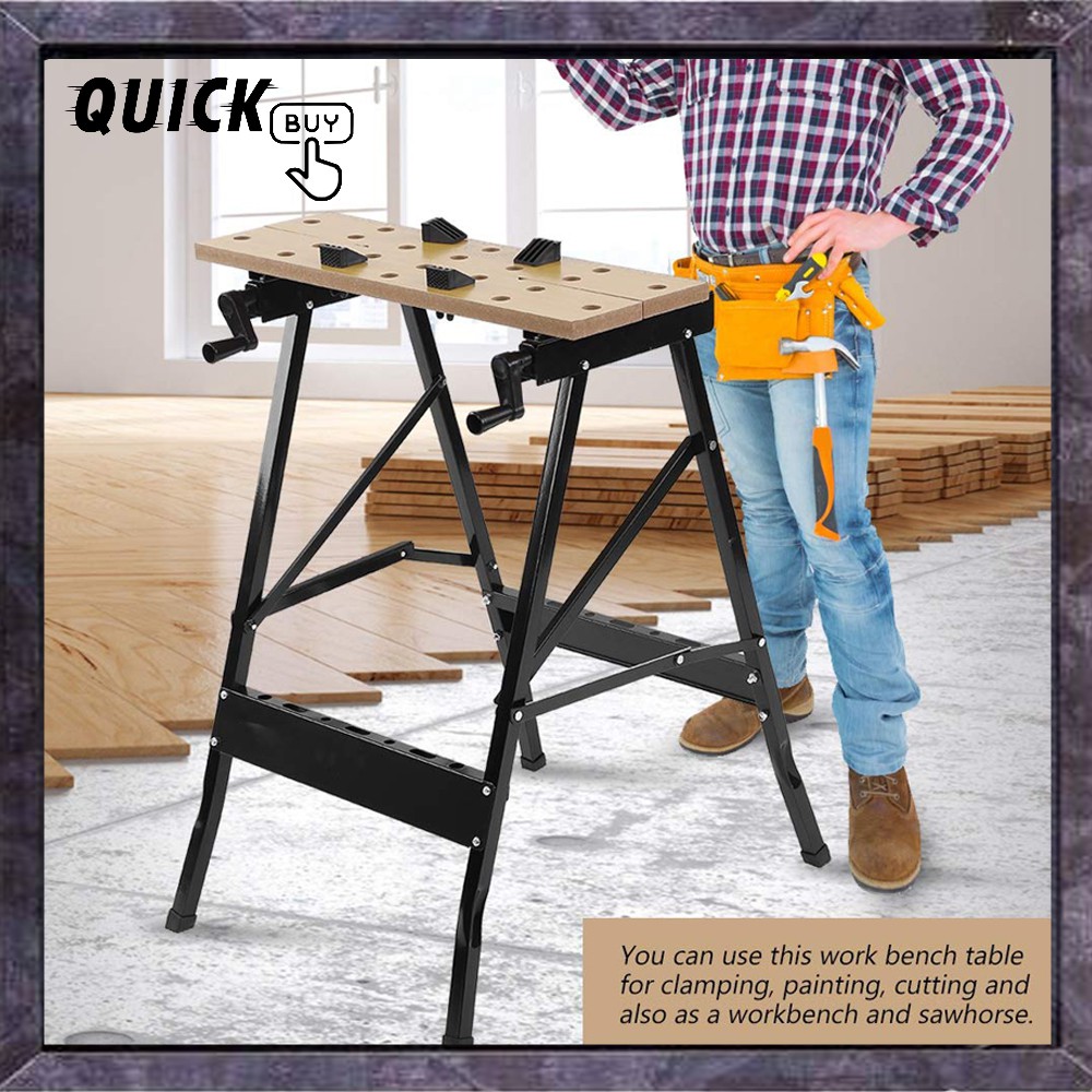 Portable Work Table Portable Work Bench and Vise Table Meja Kerja Kayu ...