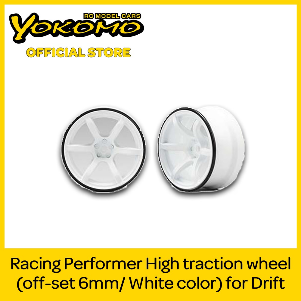 Yokomo Racing Performer Drift High Traction Wheel - Offset White (6mm) (2pcs) (RP-6313W6A ...