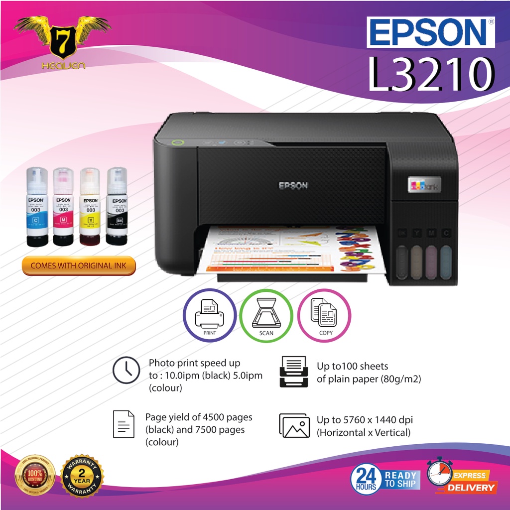 Epson EcoTank L3210 All-in-One Ink Tank Printer (Print, Scan, Copy ...