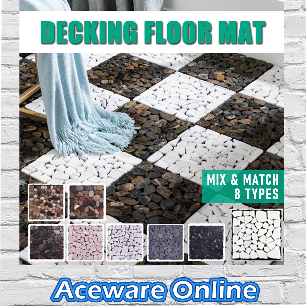Decking Stone Floor Mat 30cm x 30cm Rock Tile Outdoor Garden Flooring ...