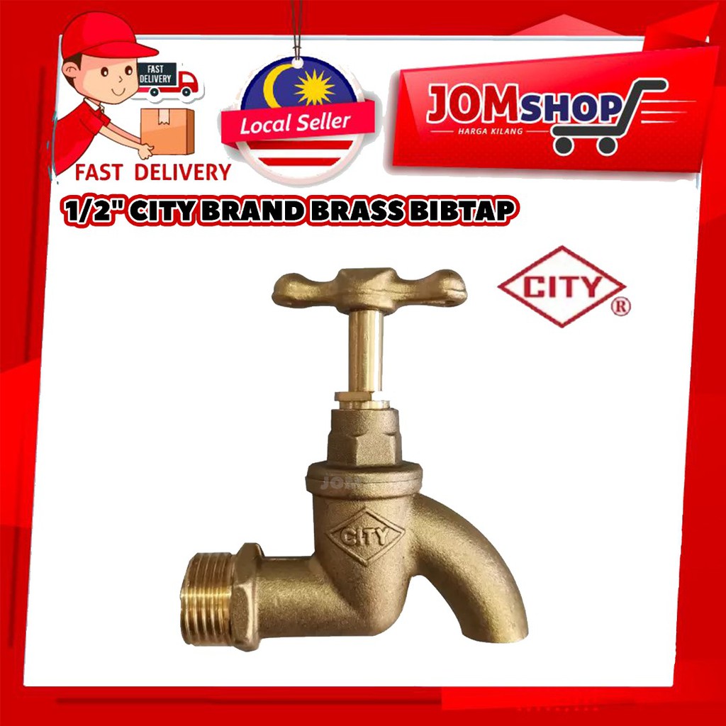 1/2" BRASS BIB TAP CITY BRAND Bathroom Faucet Brass Bib Water Tap ...