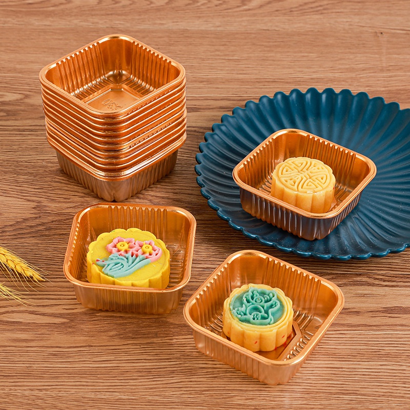 100Pcs Food Grade Golden Transparent Mooncake Plastic Tray制作月饼包装透明托 ...
