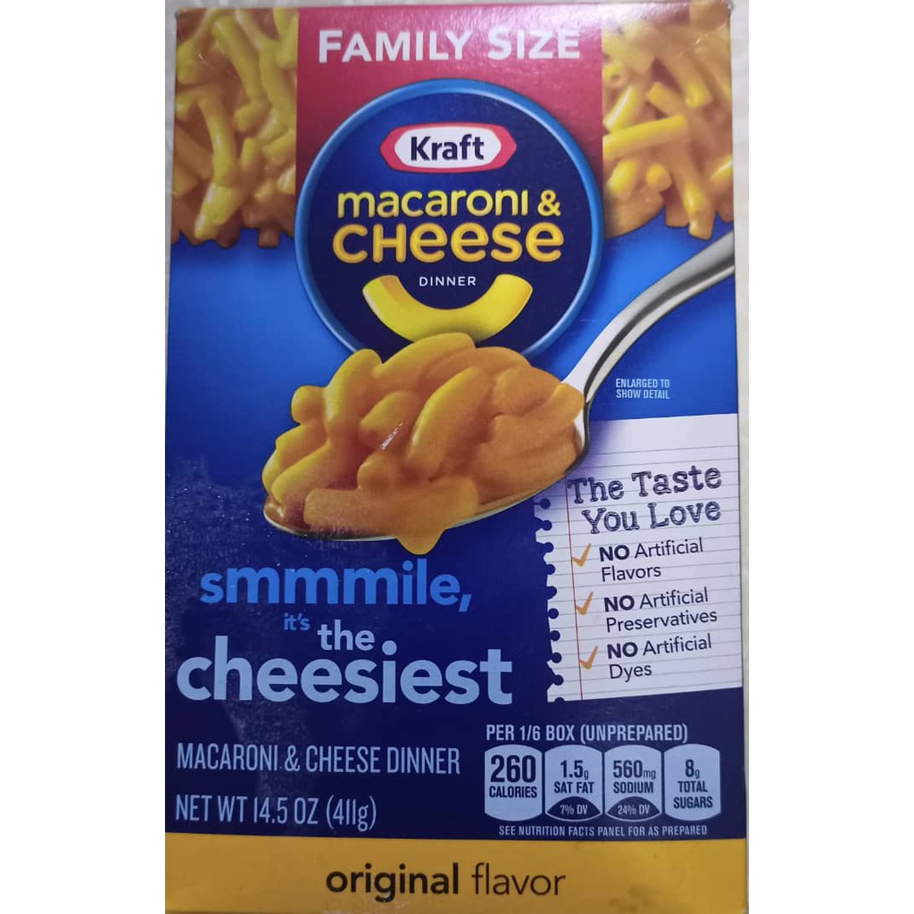 Kraft Family Size Marcaroni & Cheese Dinner Original Flavour 411g ...