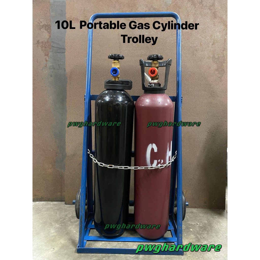 HEAVY DUTY 10L PORTABLE GAS CYLINDER TROLLEY (WELDING/CUTING/PLASMA/MIG ...