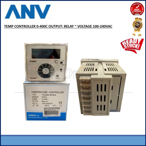 ANV TEMPERATURE CONTROLLER RELAY OUTPUT ~ 0-400℃, 100-240VAC(ANV-TC3AD ...