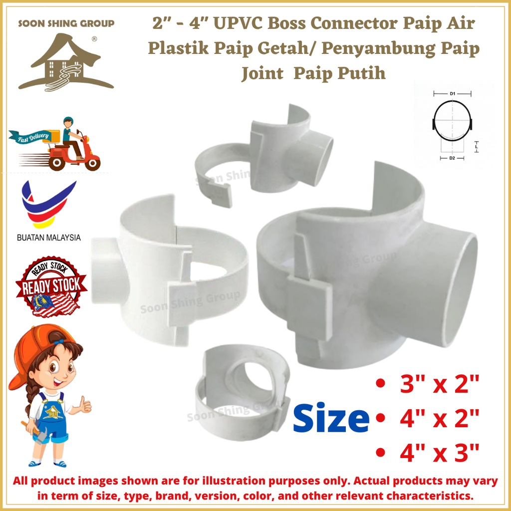 2" - 4" UPVC Boss Connector Paip Air Plastik Paip Getah/ Penyambung ...