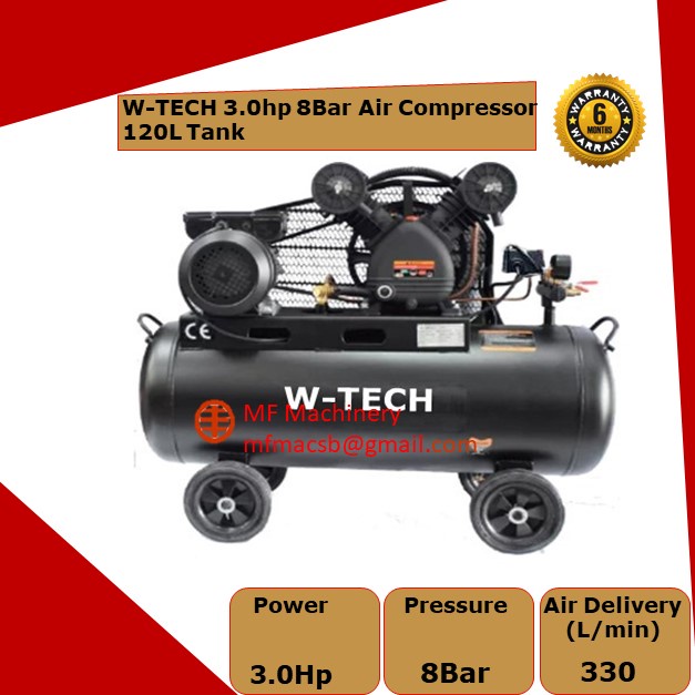Mf W-Tech 3HP 120L HEAVY DUTY AIR COMPRESSOR | Shopee Malaysia