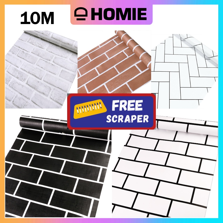 HOMIE 45cm x 10m Brick Wallpaper / Kertas Dinding Bata / Wall Sticker ...