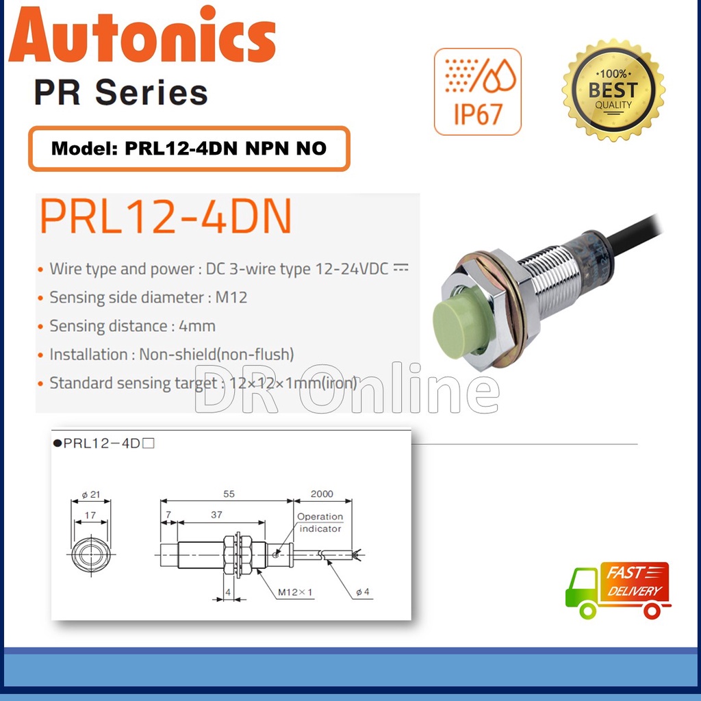 Autonics Proximity Sensor PRL12-4DN M12 4MM DC3 WIRE 12-24VDC NPN NO ~ PRL12-4DN | Shopee Malaysia