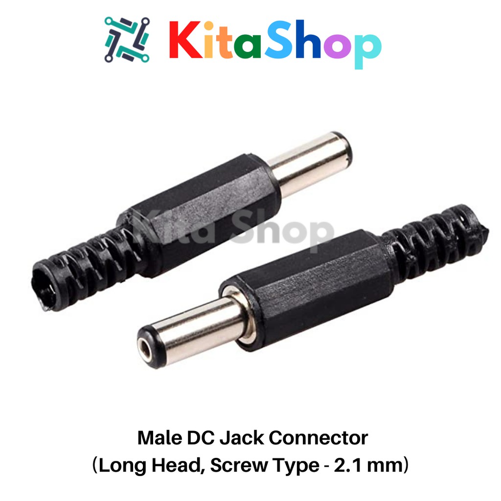 Male DC Jack Connector (Long Head, Screw Type - 2.1 mm) | Shopee Malaysia