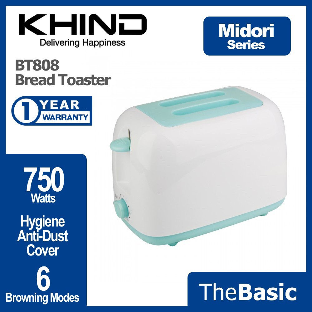 KHIND Midori Series 2 Slices Bread Toaster with Anti Dust Cober ...