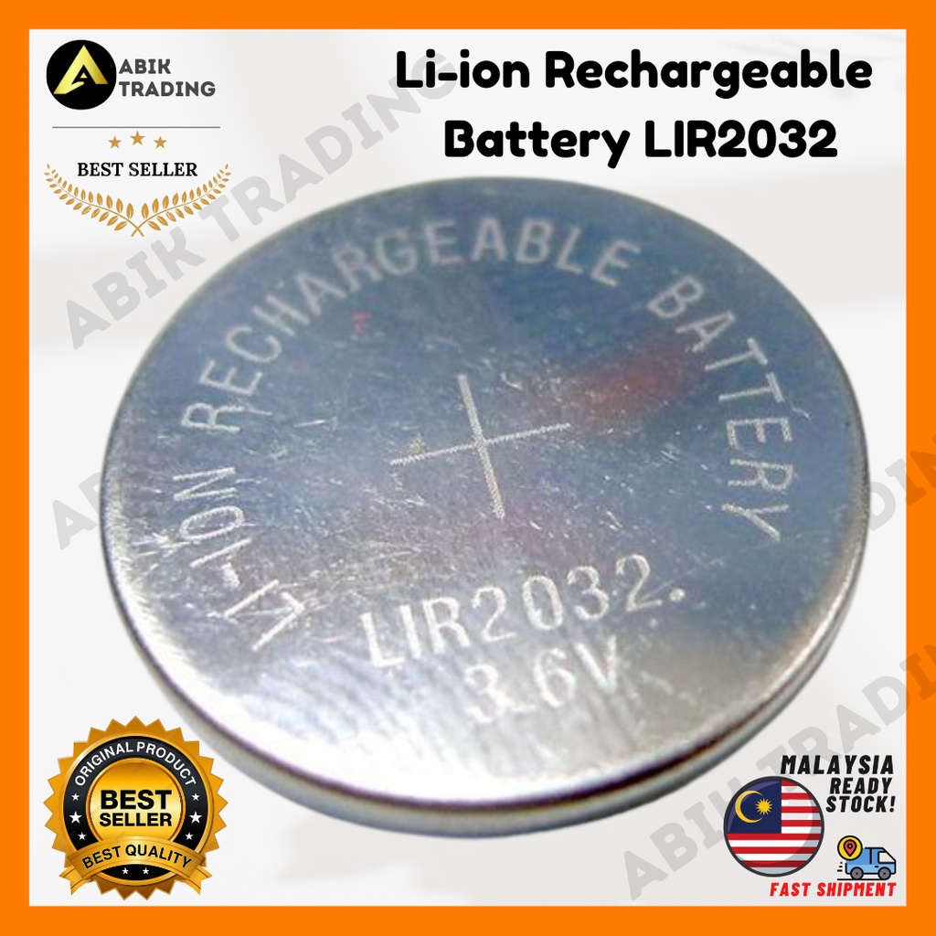 LIR2032 3.6V Button Coin Cell Rechargeable Battery CR2032 40mAh 2032 ...