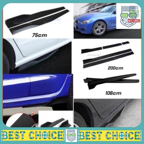 Car Universal Black Grossy Side Skirt Diffuser Body Kit Lip 45cm 75cm ...
