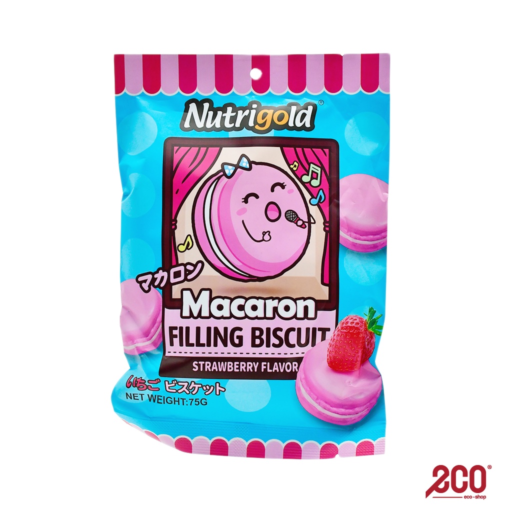 Nutrigold Macaron Biscuit with Strawberry Flavour Filling 75g - AD-L001 ...