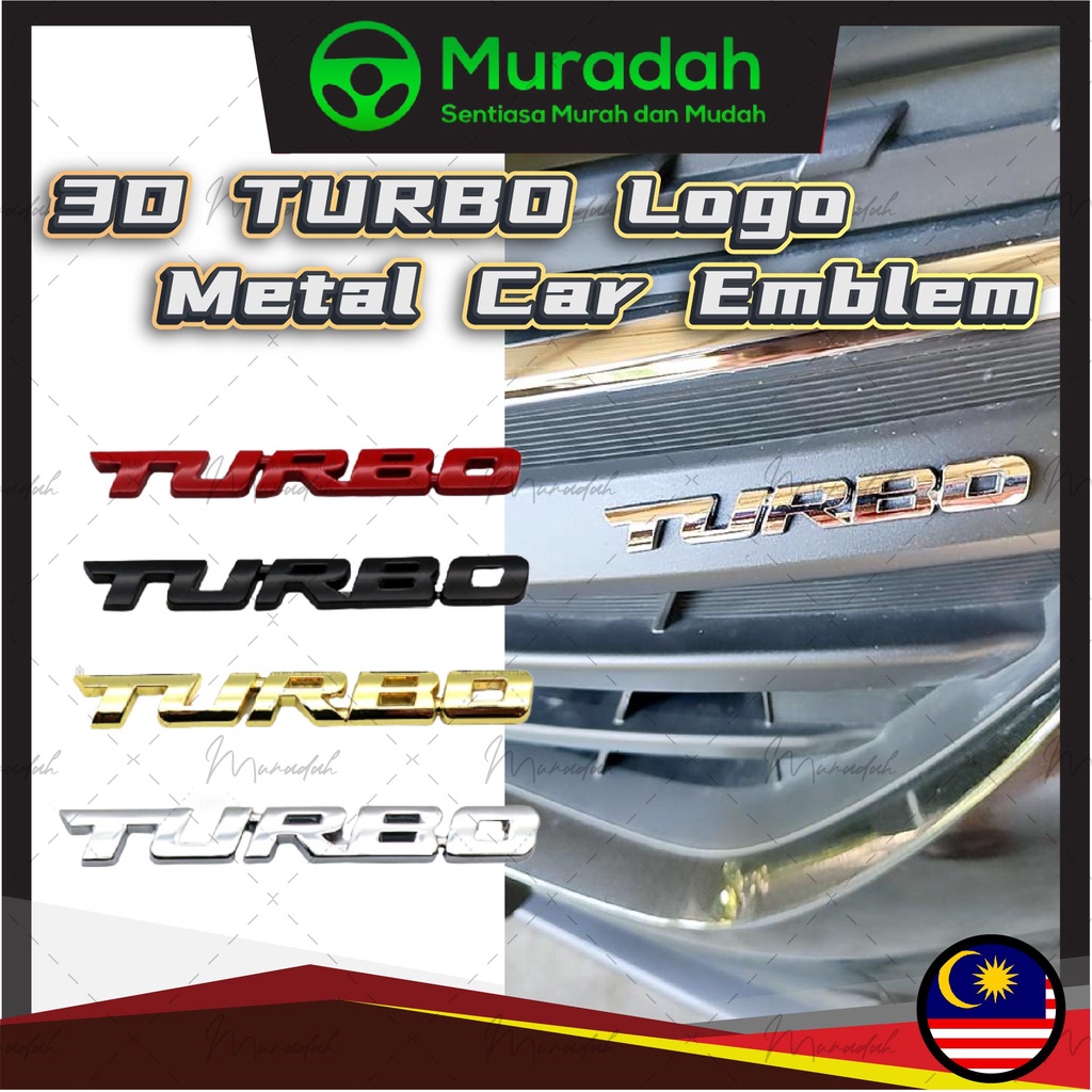 [ReadyStock]High Grade 3D TURBO Logo Metal Car Sticker Badge Adhesive ...