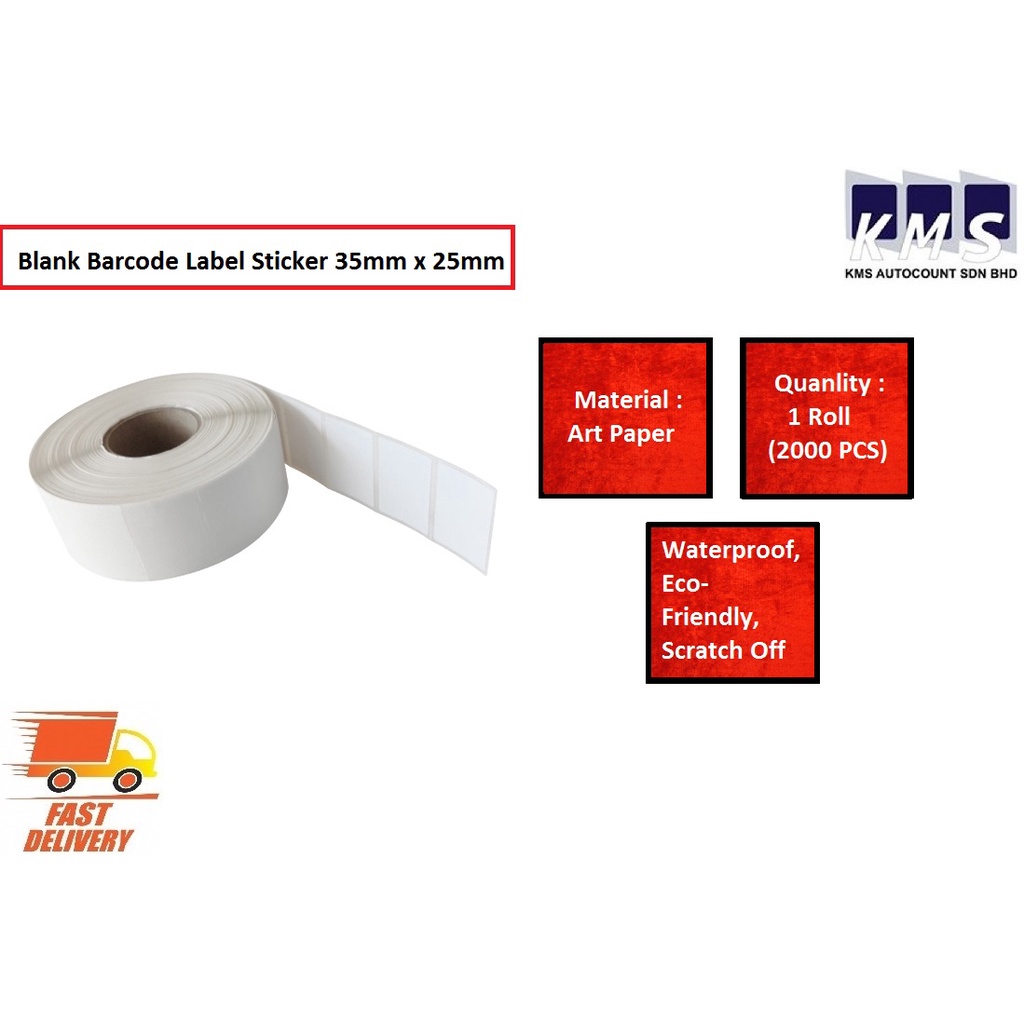 Blank Barcode Label Sticker 35mm x 25mm (2000pcs) (1 Roll) | Shopee ...