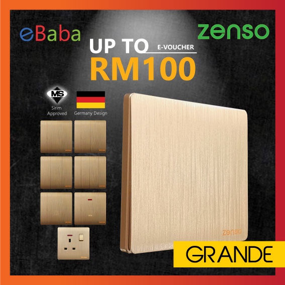 (SIRIM) ZENSO Grande Switches & Sockets - Gold Color 1/2/3/4gang ...